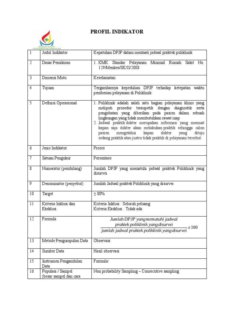 Profil Indikator Unit RS | PDF