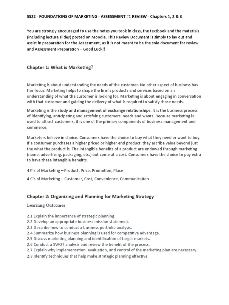 Foundations of Marketing - SS 2022 Assessment #1 Review | PDF ...