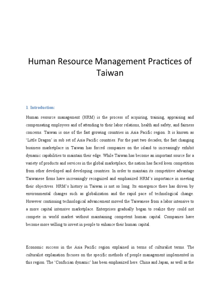 Human Resource Management Practices of Taiwan | PDF | Taiwan | Employment