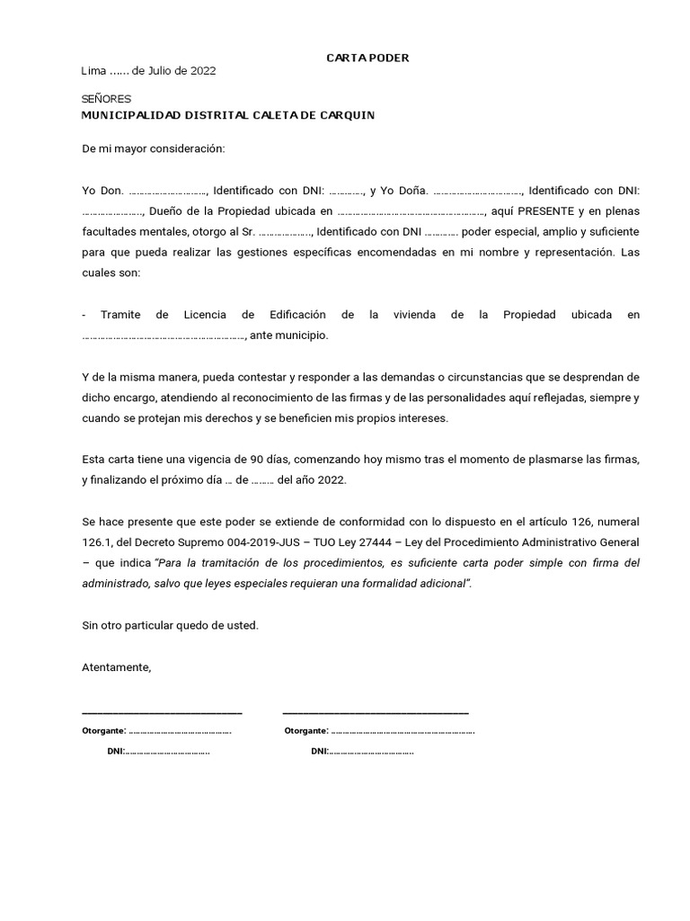 Carta Poder Simple | PDF