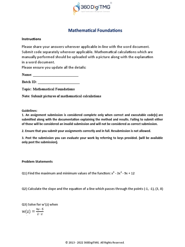 Mathematical Foundations Assignment | PDF