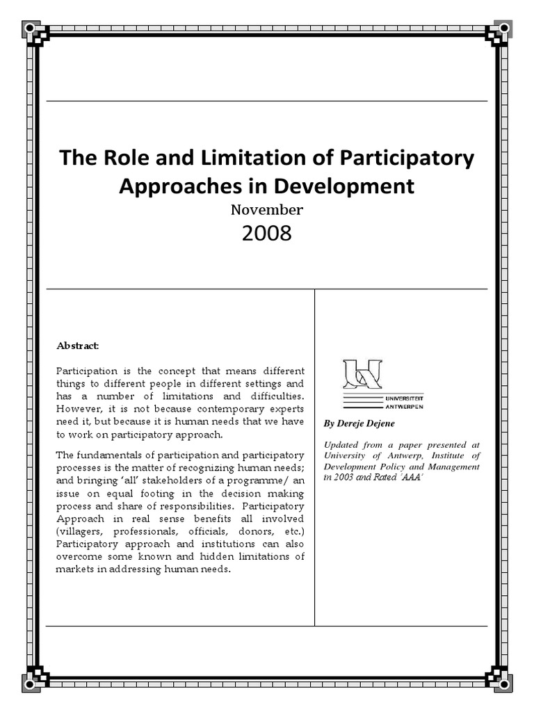 Participatory Approaches in Development | PDF | Self Esteem | Governance