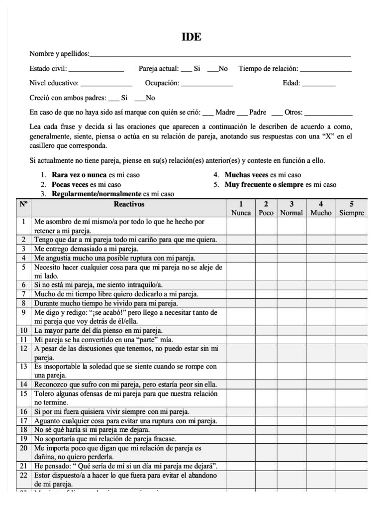 PDF Inventario de Dependencia Emocional Ide - Compress | PDF