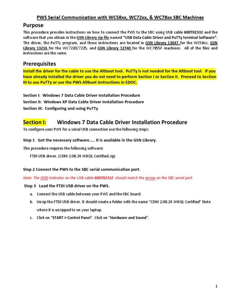 PWS Serial Communication Guide | PDF | Device Driver | Usb