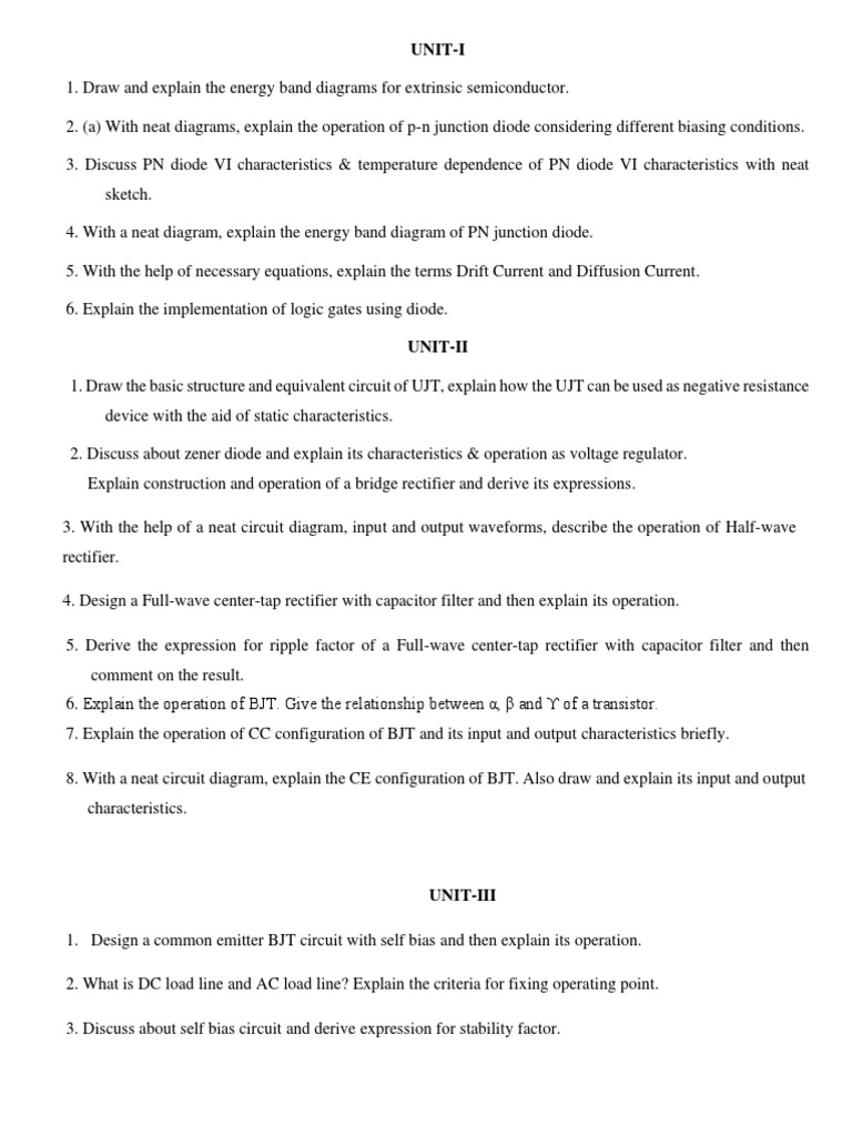 EDC Important Questions | PDF | Bipolar Junction Transistor | Rectifier