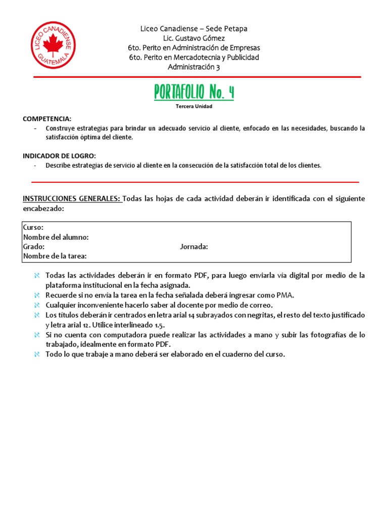 Portafolio 4 Admón. 6to. 2022 | PDF | Cognición | Cliente