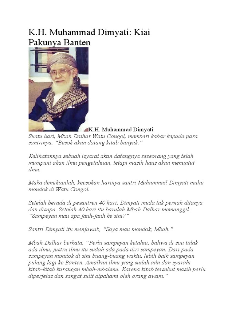 K.H. Muhammad Dimyati: Ulama Banten Kharismatik | PDF | Agama ...