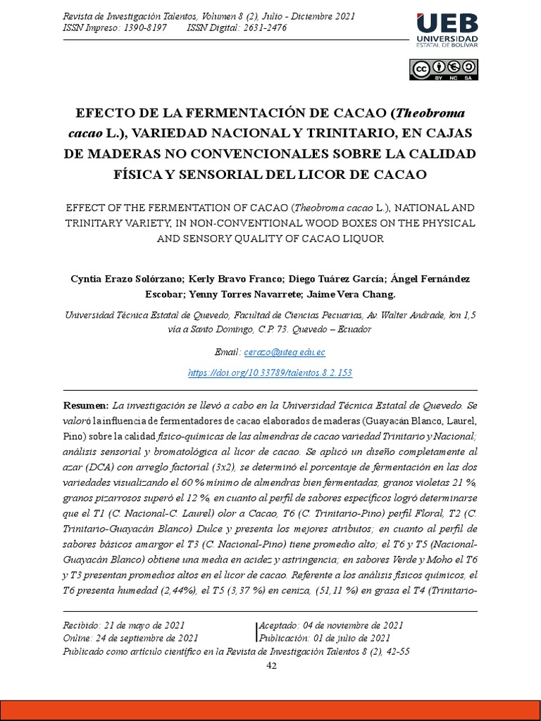 280-Texto Del Artículo-902-1-10-20211125 | PDF | Chocolate | Valoración