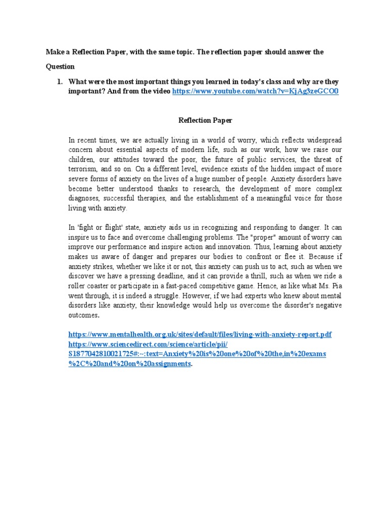 Make A Reflection Paper | PDF