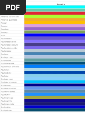 Tabela De Nomes De Cores Roxas