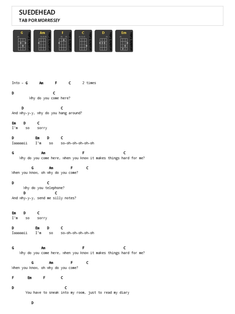 Suedehead Tab Por Morrissey - Ukulele Tabs | PDF | Song Recordings ...