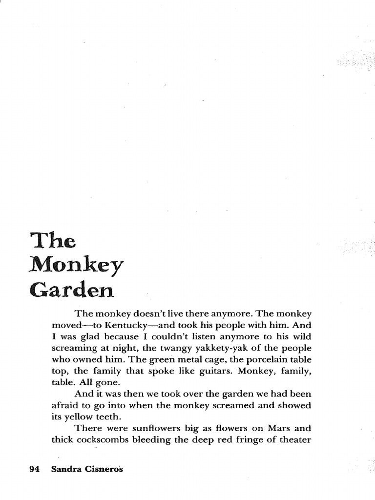 The Monkey Garden From The House On Mango Street | PDF