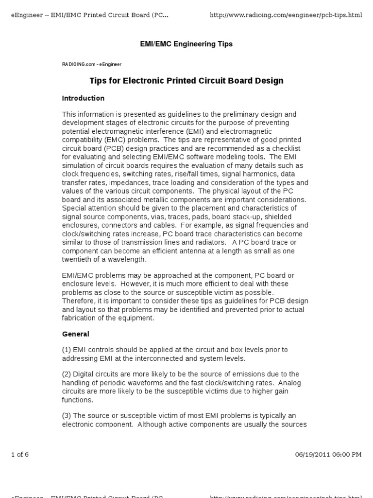 EMC Printed Circuit Board PCB Tips | PDF | Electromagnetic Interference ...