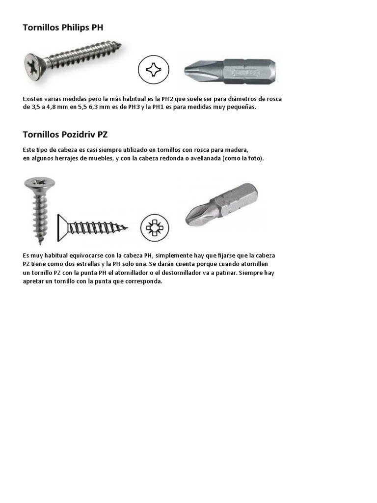 Tornillos Philips Vs Pozidriv | PDF