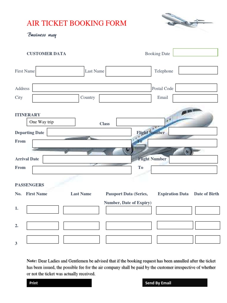Air Ticket Booking Form: Business Way | PDF | Service Industries ...