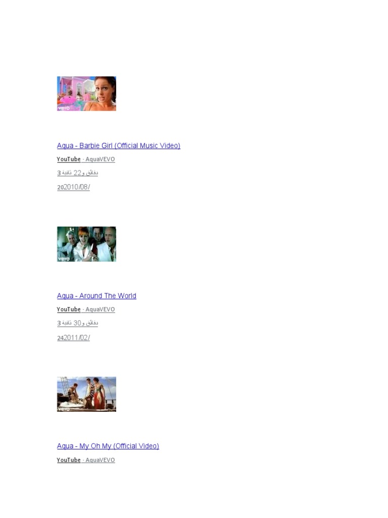 Aqua - Barbie Girl (Official Music Video) : Youtube | PDF
