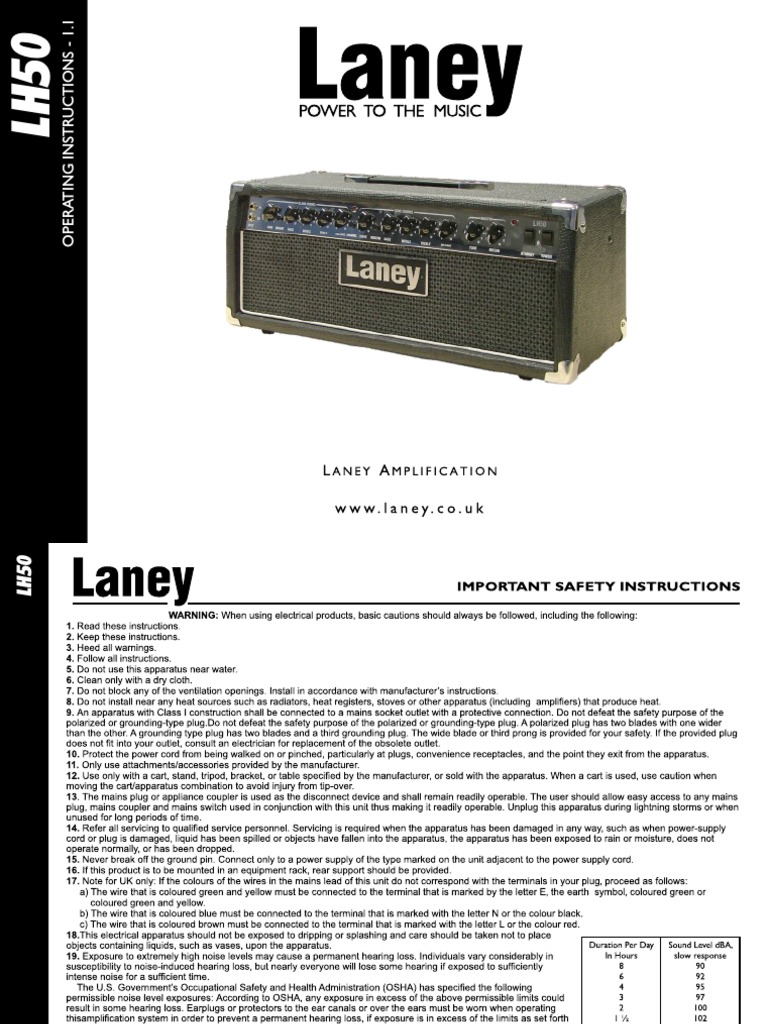 Laney LH 50 Manual | PDF | Amplifier | Vacuum Tube