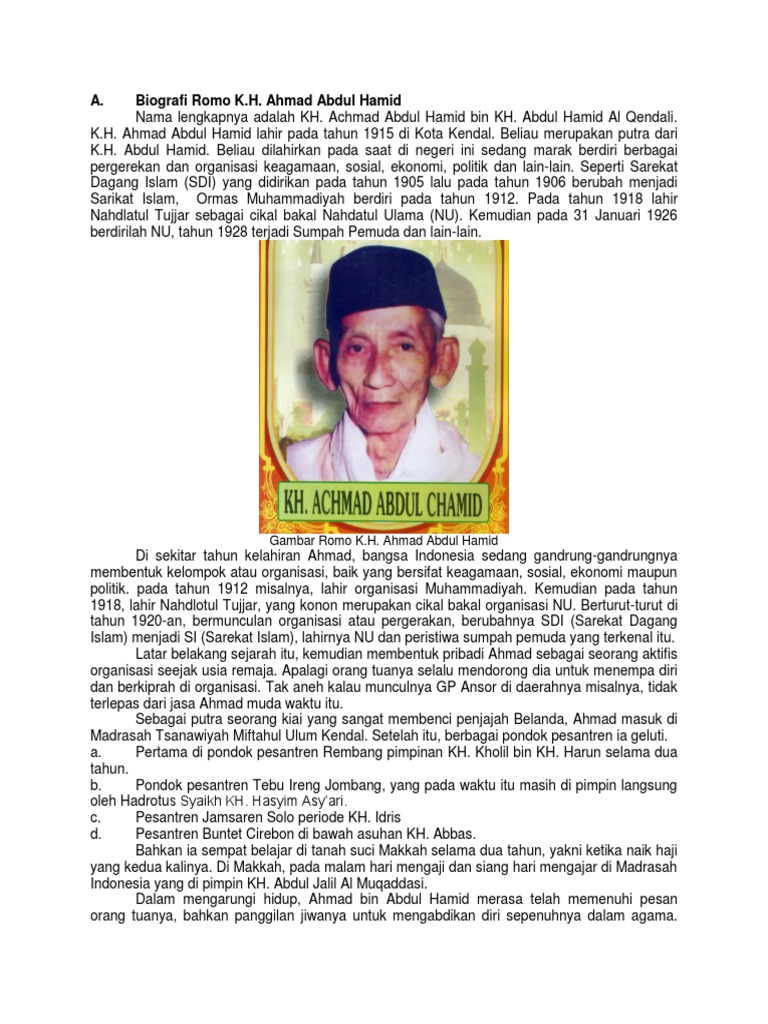 Biografi Romo K.H. Ahmad Abdul Hamid | PDF | Sejarah | Agama & Spiritualitas
