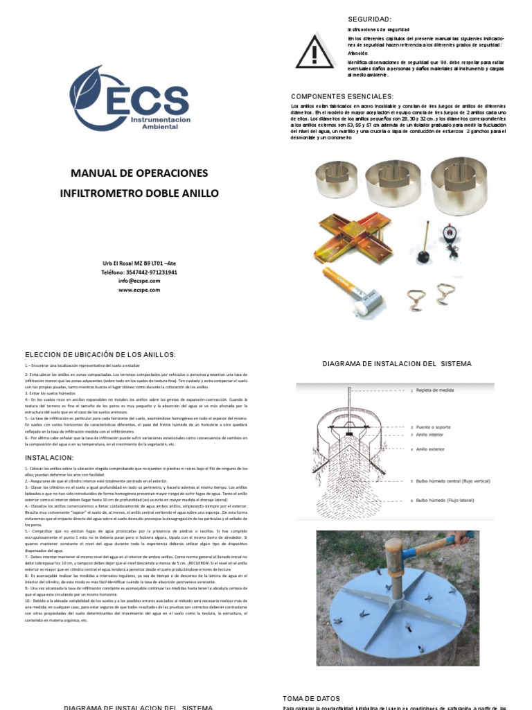 Manual Infiltrometro Doble Anillo ECS - Backup | PDF | Agua | Suelo