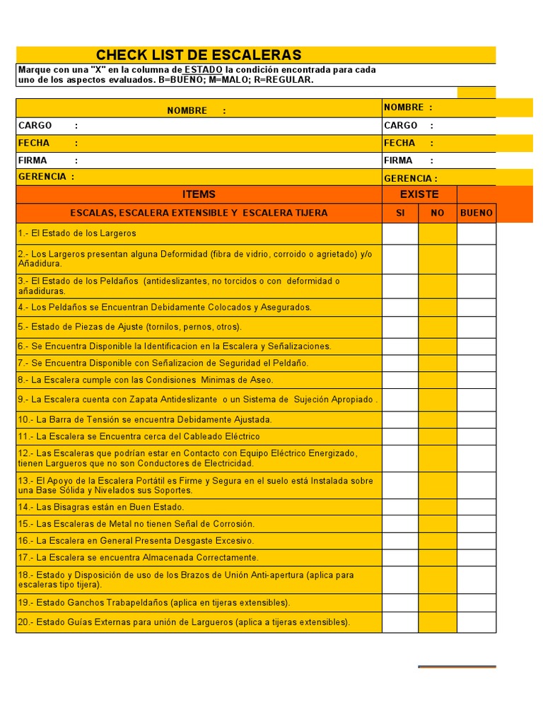 Check List Escaleras Recimant | PDF | Ingenieria Eléctrica