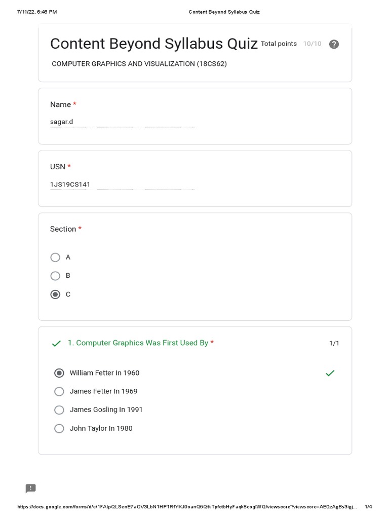 Content Beyond Syllabus Quiz | PDF | Computer Graphics | 3 D Computer Graphics