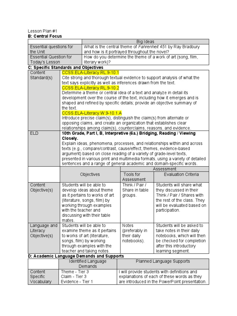 Edtpa Lesson Plans | PDF | Individualized Education Program | Experience