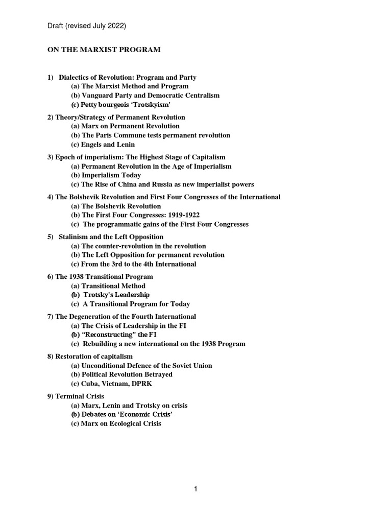 On The Marxist Program | Download Free PDF | Karl Marx | Marxism