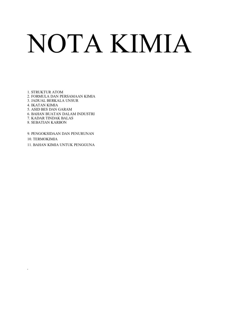Nota Kimia | PDF
