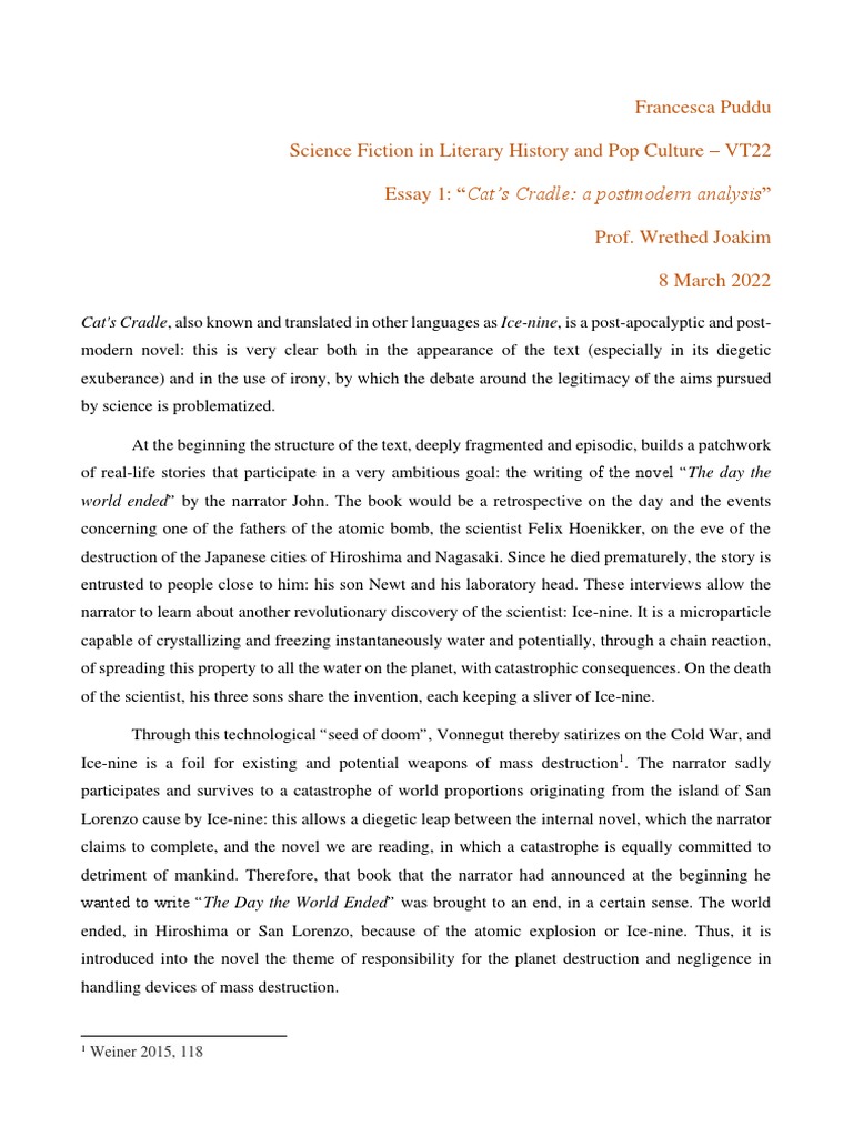 Cat's Cradle. A postmodern analysis_Francesca Puddu | PDF | Science ...