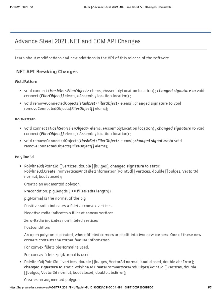 Help - Advance Steel 2021 .NET and COM API Changes - Autodesk | PDF ...