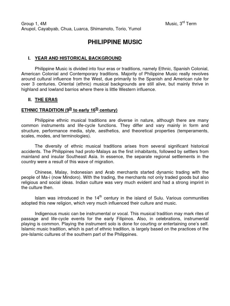 Exploring the Evolution of Philippine Music Through Its Historical Eras ...