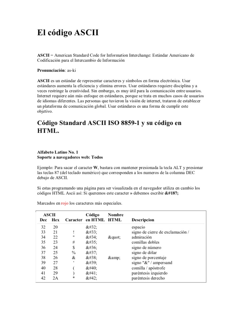 El Código ASCII | PDF | Ascii | Comunicación escrita