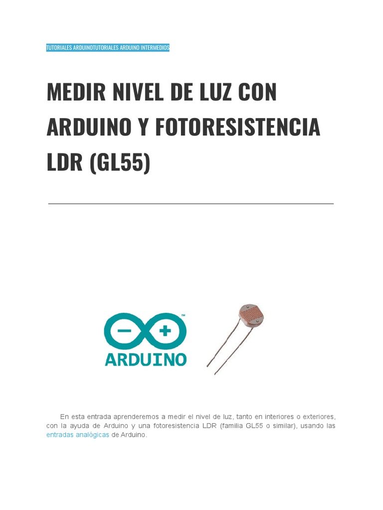 Medición de Luz con Arduino y LDR GL55 | PDF | Química | Electricidad