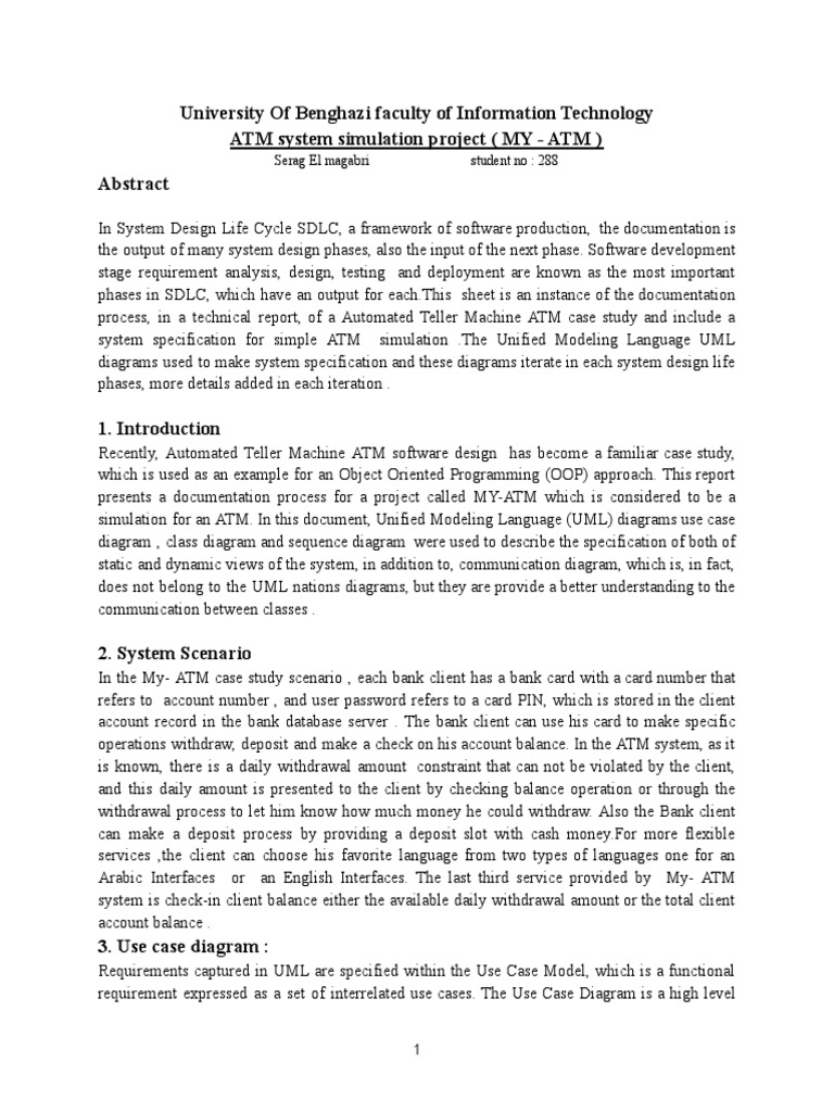 University of Benghazi Faculty of Information Technology ATM System ...