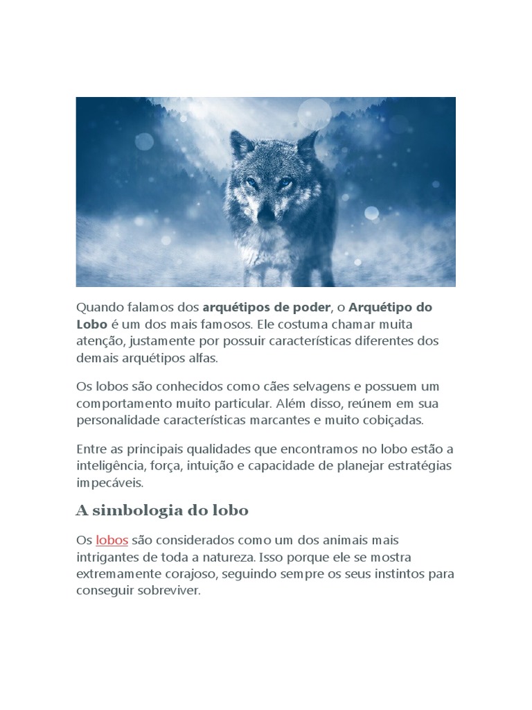 Arquetipo Do LOBO Animal de PODER | PDF | Cães | Arquétipo