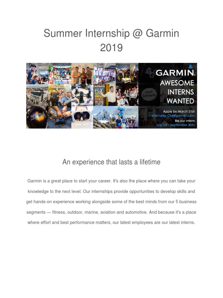 Documents - Pub Summer Internship Garmin 2019 A Roro A Careers A ...