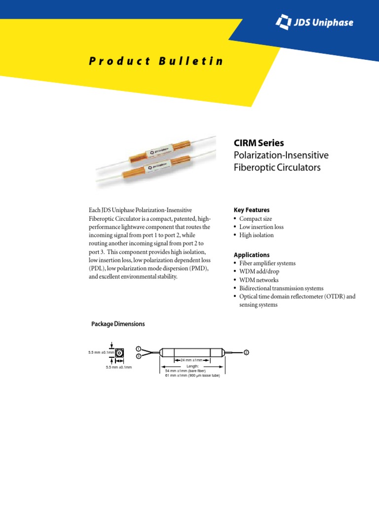 Optical Circulators | PDF | Optical Fiber | Wavelength Division ...