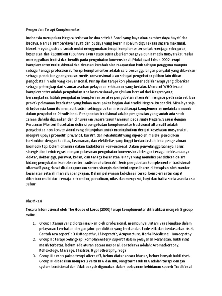 Pengertian Terapi Komplementer | PDF