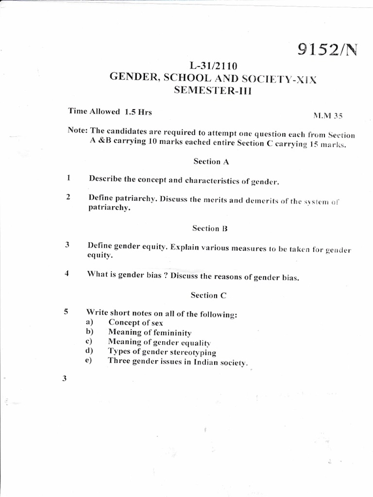 Gender Studies Exam Guide | PDF