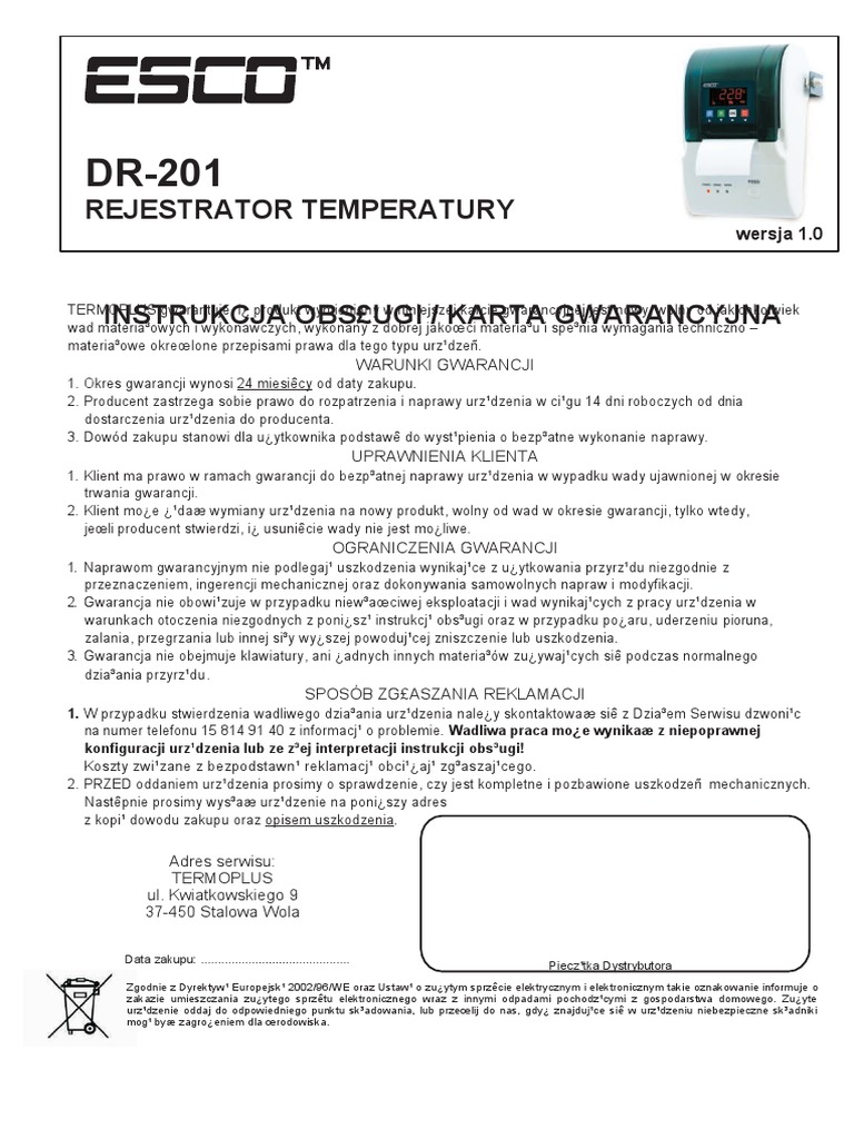 Instrukcja DR201 | PDF