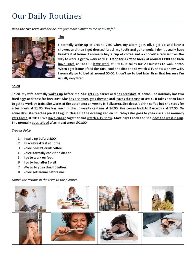 A1 - our-daily-routines | PDF | Lunch | Eating Behaviors Of Humans