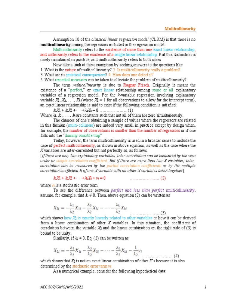10 Multicollinearity | PDF | Multicollinearity | Regression Analysis