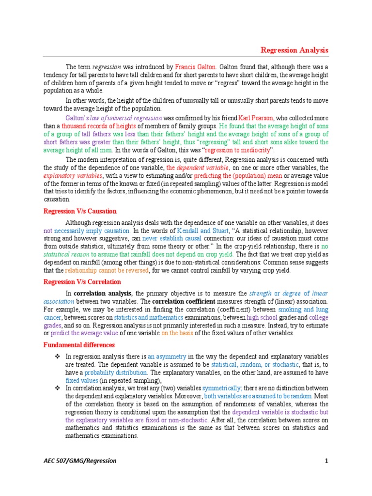 Francis Galton: Galton's Law of Universal Regression Tall Fathers Less ...