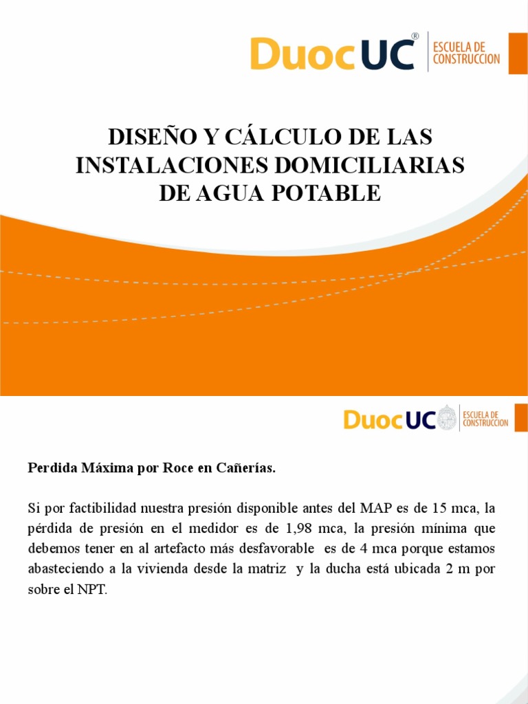 Cálculo de Instalaciones de Agua Potable | PDF | Gases | Dinámica ...