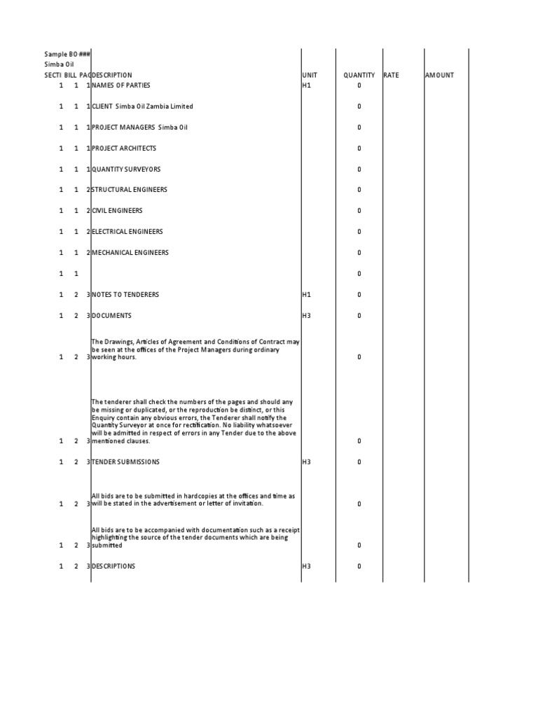 Simba Oil Sample BOQ (a) | PDF | Value Added Tax | Bonds (Finance)