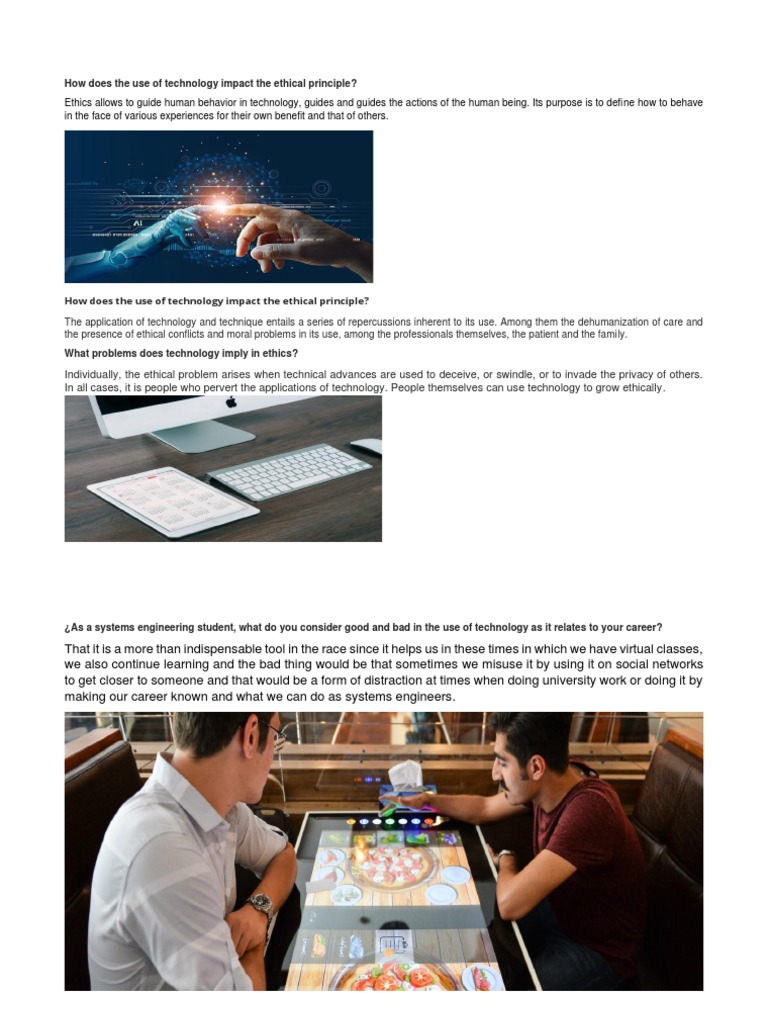 How Does The Use of Technology Impact The Ethical Principle? | PDF ...