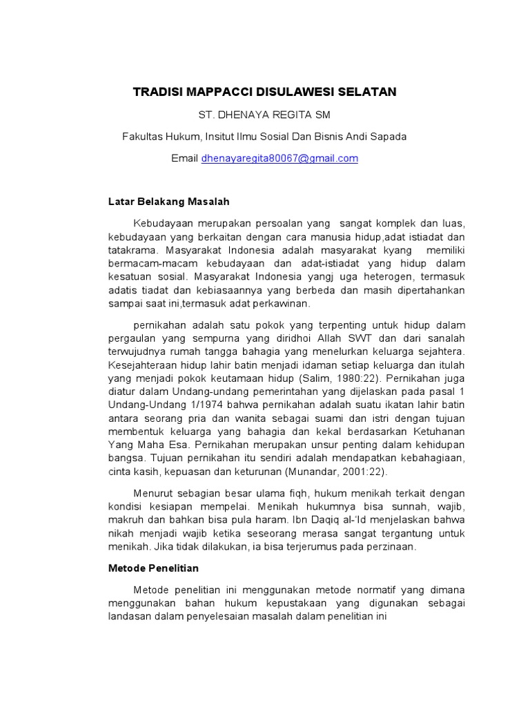 Tradisi Mappacci Disulawesi Selatan | PDF | Kajian Bahasa Asing