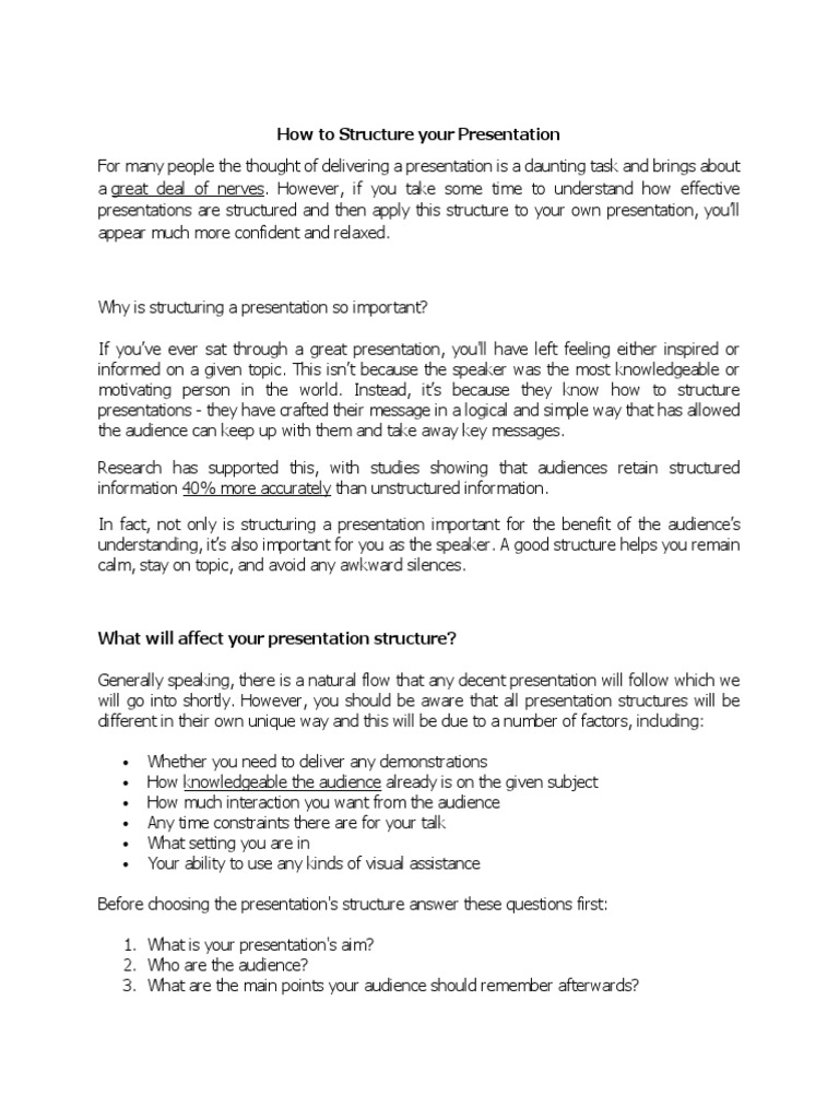 How To Structure Your Presentation | PDF | Psychological Concepts ...