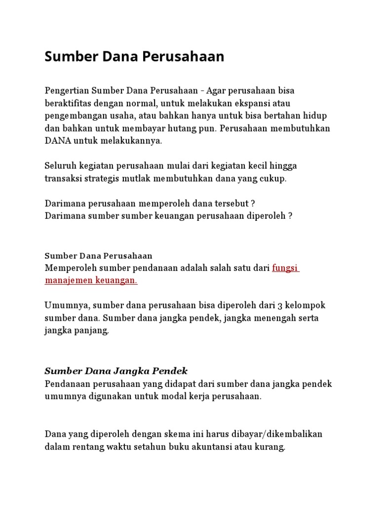 Sumber Dana Perusahaan | PDF