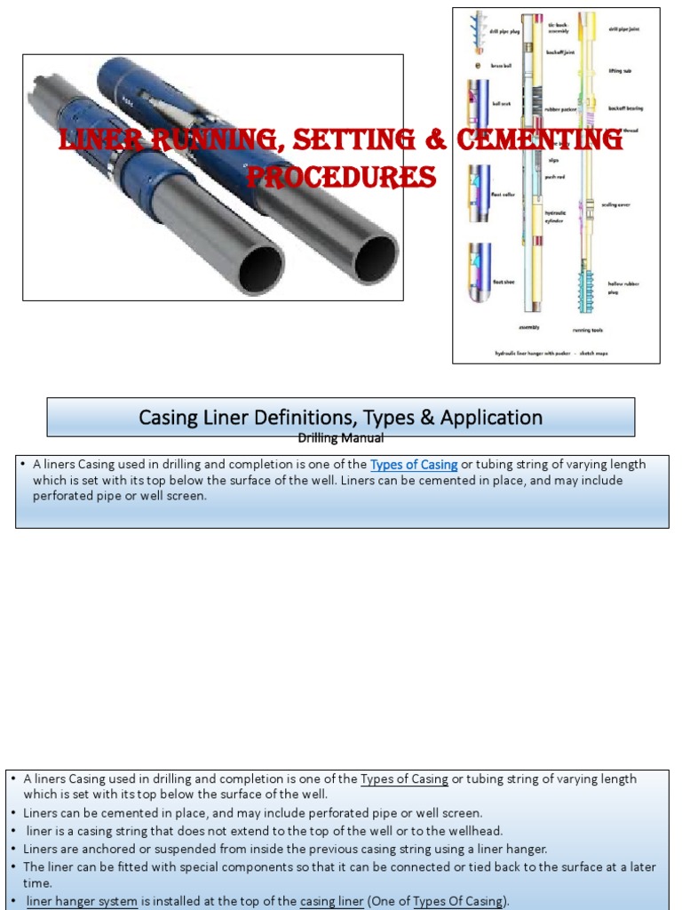 Liner Running, Setting & Cementing Procedures | PDF | Casing (Borehole ...